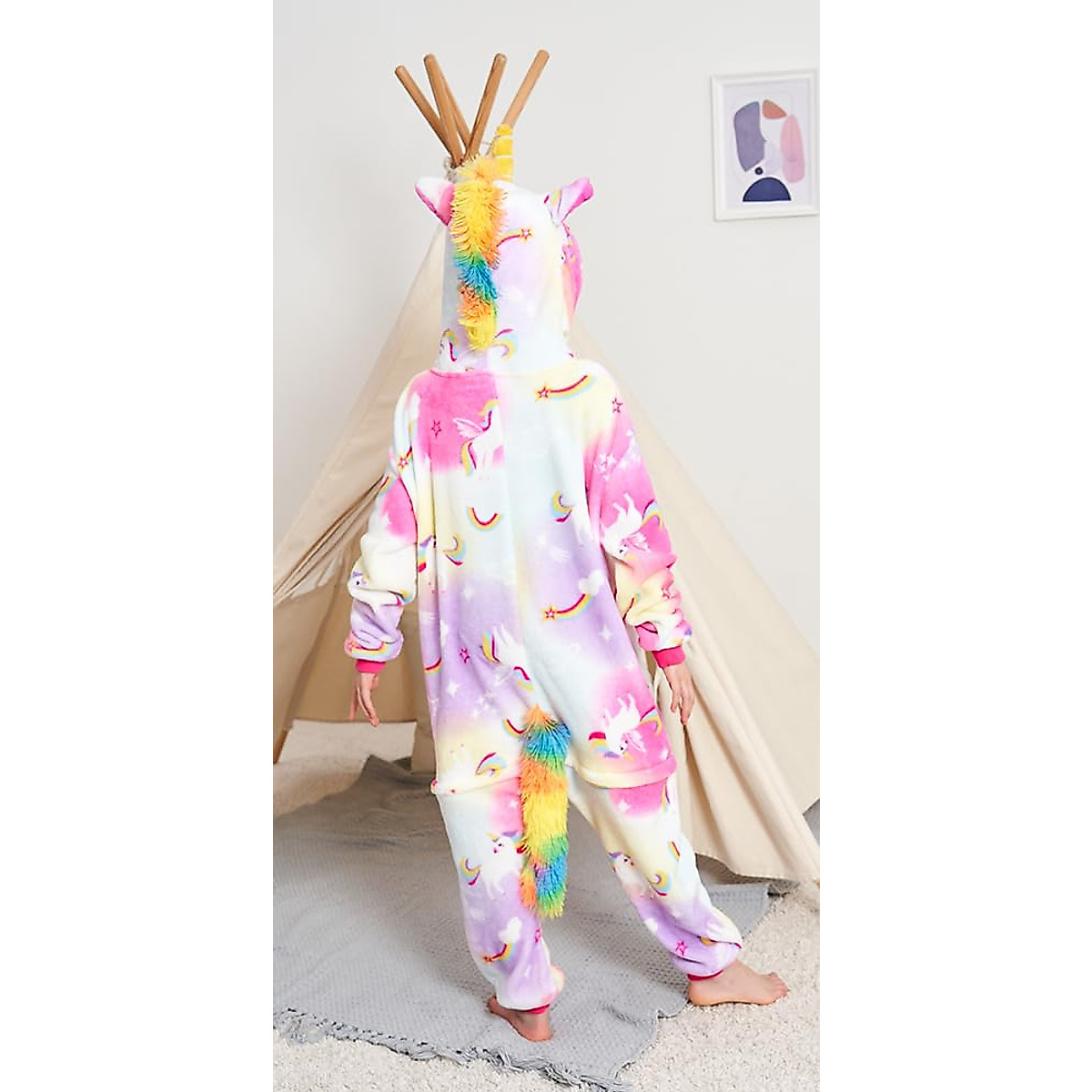 Riverchan Kids Unicorn Onesie Animal Pajamas Halloween Cosplay Costume Sleepwear Gift for Girls and Boys (10-12 Years, PEGASUS)