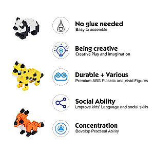 Jellydog Toy Mini Animals Building Blocks, 12PCS Party Favors Blocks Set for Kids, Prizes Birthday Gifts Goodie Bag,Cake Topper,Gift Box