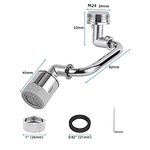 Hibbent 1080° Rotatable Faucet Extender, Swivel Faucet Aerator, Metal Faucet Attachment Dual Function Kitchen Bathroom Sink Sprayer Attachment for Gargle/Eye/Face Washing 15/16'' Male Thread