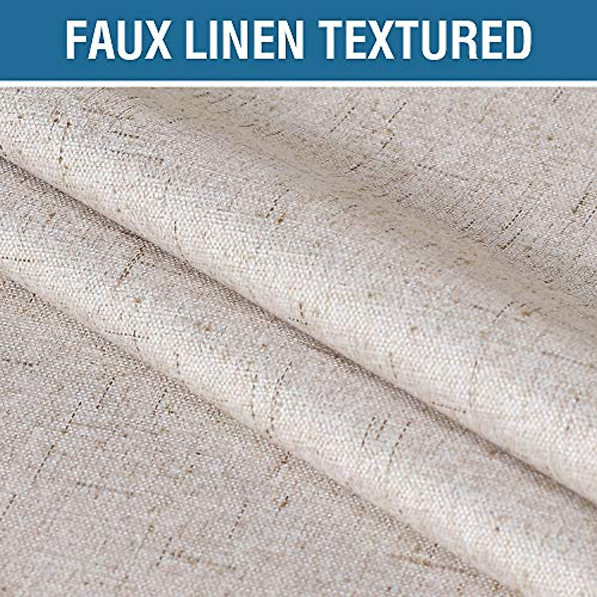 H.VERSAILTEX 100% Blackout Curtains for Bedroom Thermal Insulated Linen Textured Curtains Heat and Full Light Blocking Drapes Living Room Curtains 2 Panel Sets, 52x84 - Inch, Natural