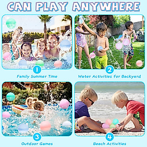 Subao Reusable Water Balloons(16 PCS), Summer Water Balls Outdoor Pool Toys, Self-Sealing Water Bomb for Kids Adults, Quick Refillable Silicone Water Ball, Fun Splash Water Balloon Party Supplies