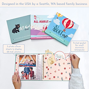 RubyRoo Baby Memory Book with Milestone Stickers - First 5 Years Baby Photo Album, Baby Journal, Scrapbook for Girl - Pregnancy Gift for Baby Shower, Baby Keepsake Record Book for Newborn - Floral