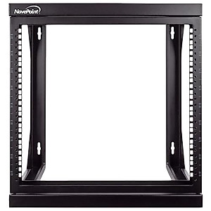NavePoint 9U Server Rack with Swing Gate - 9U Wall Mount Rack for 19 Inch IT Equipment Open Frame Rack – Network Rack Wall Mount for AV & Server Equipment 18” Deep 9U Rack, Black