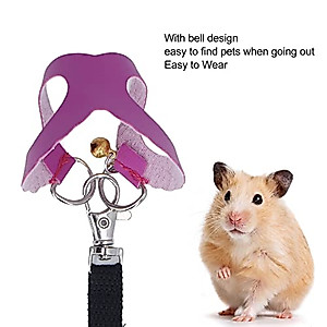 Hamster Harness Vest and Leash Set No Pulling Comfort Padded Vest Guinea Pig Striped Harness for Guinea Pigs, Hamster, Ferret, Chinchilla Purple
