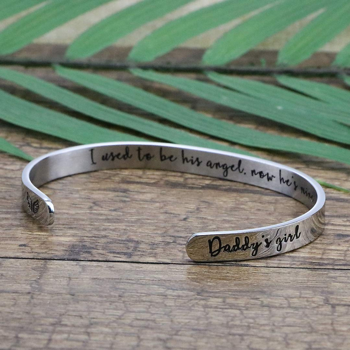 JoycuFF Sympathy Gift for Loss of Dad to Daughter Memorial Jewelry Gifts for Women Remembrance Gifts for Her I used to be his Angel now he's mine