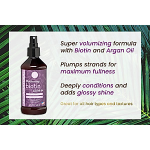Arganatural Hair Leave In Conditioner & Detangler with Thickening Biotin, 8 fl oz Spray Bottle, Helps Fortify Weak Thinning Hair