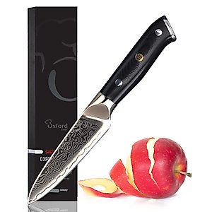 Oxford CHEF Paring Knife- 3.5 Inch - Damascus Japanese- VG10 Super Steel 67 Layer High Carbon Stainless Steel- Razor Sharp, Stain & Corrosion Resistant, Awesome Edge Retention