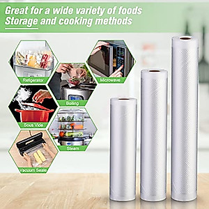 Vacuum Sealer Bags for Food Saver Vacuum Sealer Bags Rolls 3 Pack 6 8 11 Inch Food Vacuum Seal Bags Freezer Bags For Vacuum Sealer Machine Vtuuu Food Storage Bags
