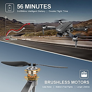 Drone with Camera 4K for Aldults,3-Axis Gimbal EIS Anti-shake,GPS Auto Return,Brushless Motor,2 Batteries About 60 Min Flight Time,5GHz FPV Transmission,Follow Me Mode Black