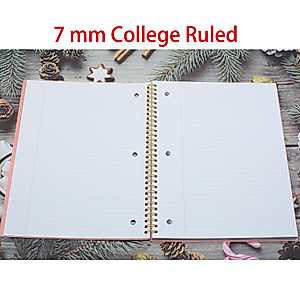 YIKANGHENG Tearable Loose-leaf Spiral Notebook, 2 Pcs 2 Color 3 Punch Design 10.5 Inch x 8.27 Inch Hard Plastic Cover 80 Sheets (160 Pages) 80 GSM for Study and Office Supplies (Blue and Pink)