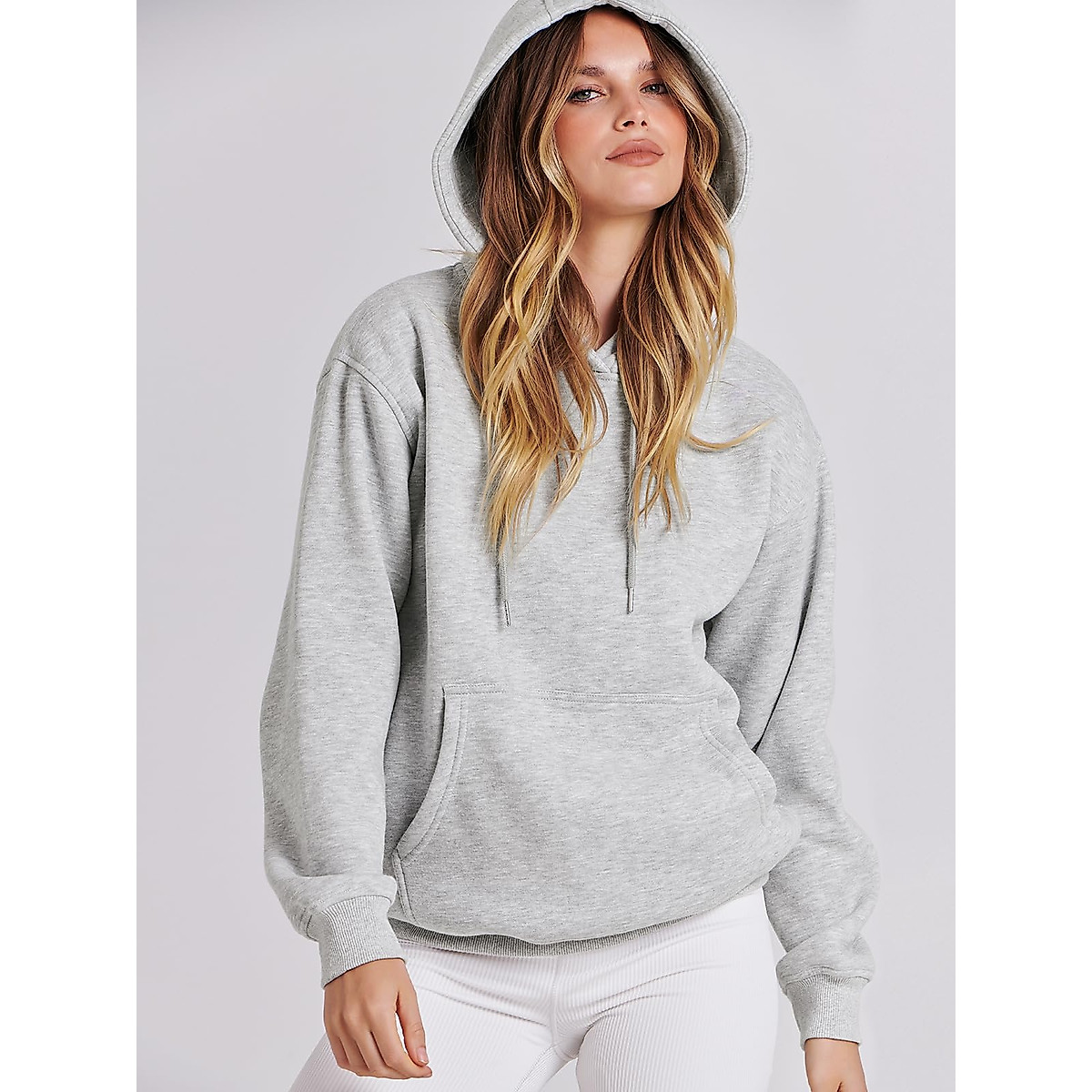 ANRABESS Women's Oversized Fleece Hoodies Basic Pullover Sweatshirt Fall Fashion 2025 Outfits Trendy Y2k Teens Preppy Clothes Heather Gray-L