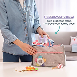 GRABEASE Bundle of 2 First Self Feed Baby Utensils with a Togo Pouch - Anti-Choke, BPA-Free Baby Spoon and Fork Toddler Utensils for Led Weaning Ages 6 Months+ Lavender and Blush