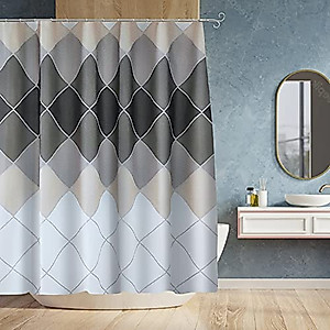 YEZEX Shower Curtain Set with 12 Hooks - Waterproof Polyester Fabric Shower Curtains for Modern Home Bathroom Decorations, Machine Washable, 72"x78"