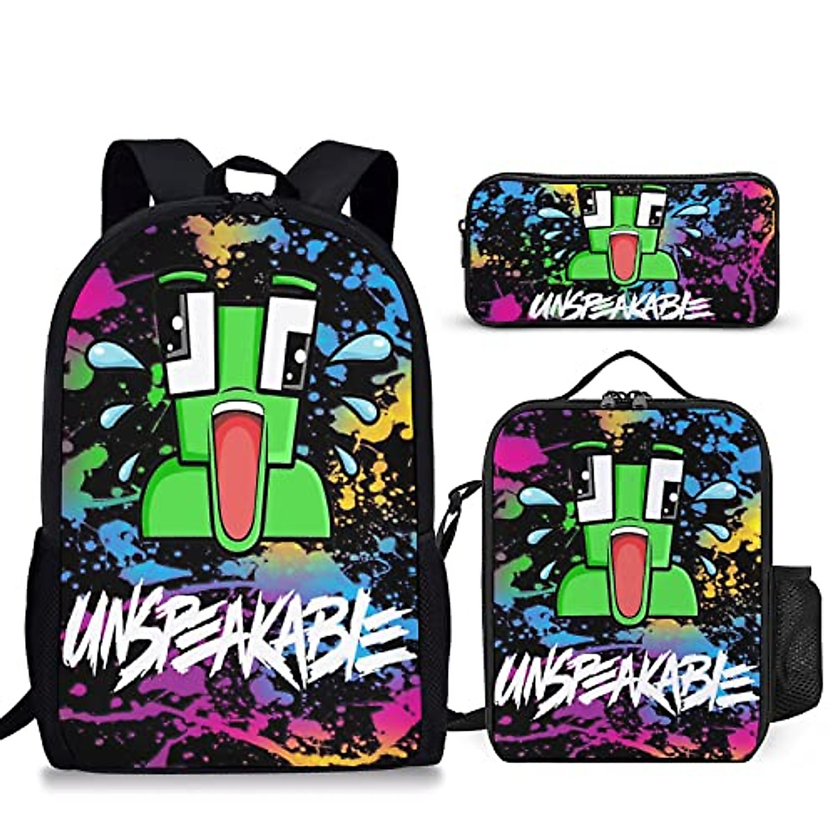 Dtuxgbi Daily Backpack Set 3 Pieces Include Shoulder Bag, Lunch Box And Pencil Case for Youth Boys Girls Lightweight Bookbag