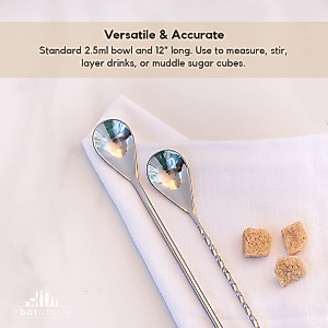 A Bar Above Bar Spoon Set – Drink Mixing Spoons for Mixing Glass or Shaker – Stainless Steel Cocktail Stirrer Set – Heavyweight Drink Stirrers – Professional-Quality Mixing Spoon Set (12”, Set of 2)