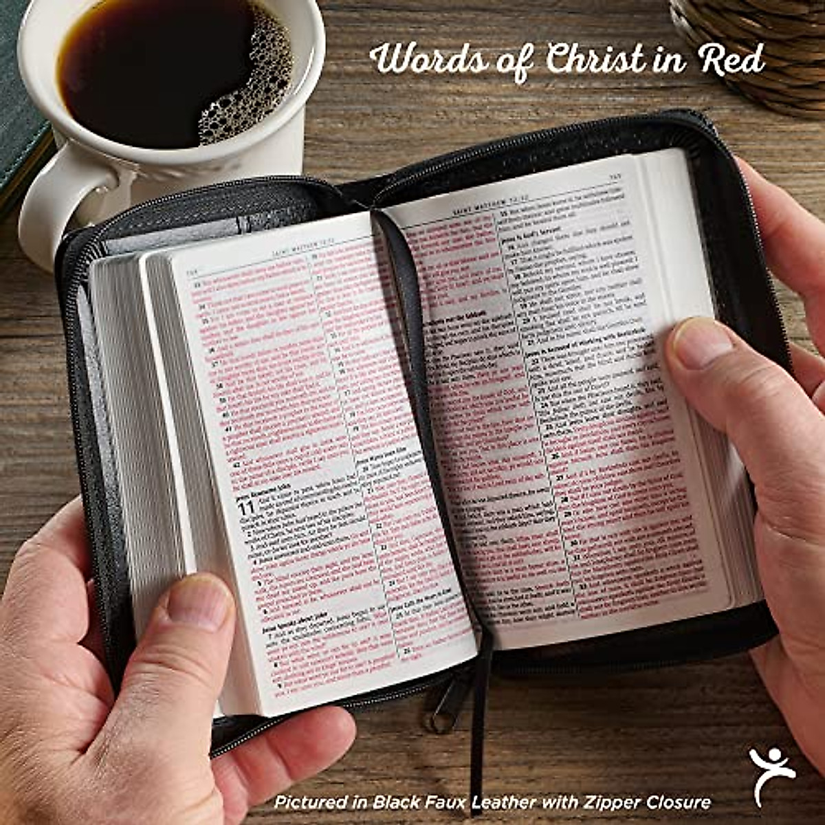 KJV Holy Bible, Large Print Compact, Saddle Tan Faux Leather w/Ribbon Marker, Red Letter, King James Version