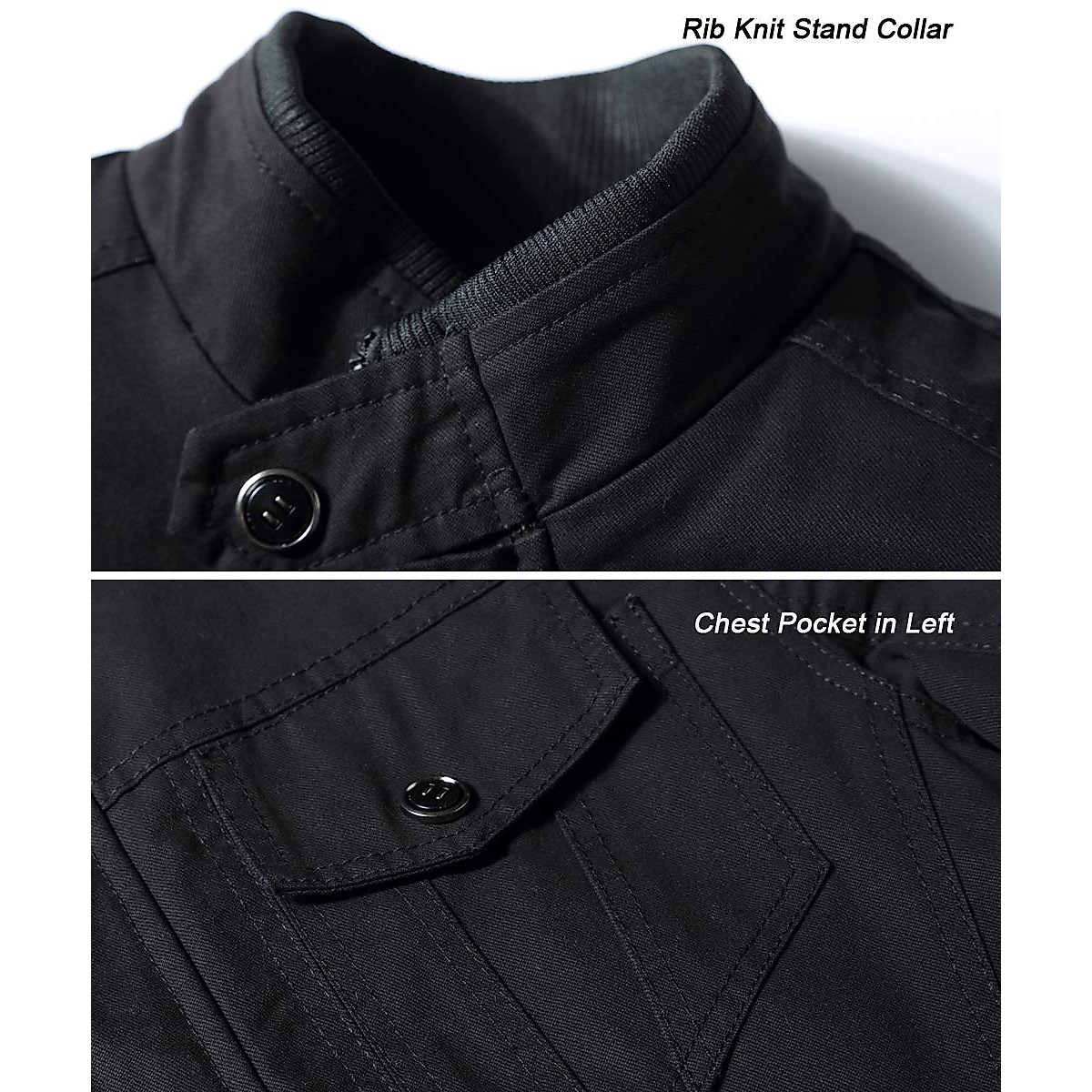 EKLENTSON Winter Jacket Men Cargo Jacket Fleece Jacket Black Jacket Men Windbreaker Thermal Jacket Men Work Jacket for Men