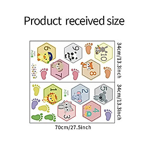 Hopscotch Game Wall Sticker Floor Decal, Cartoon Animal Digital Floor Wallpaper ,Decoration for Baby Kids Room Nursery Kindergarten Classroom Playroom Decor Wall Decor