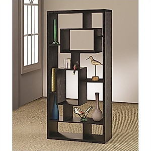 Coaster Furniture Asymmetrical Cube 10-Shelf Black Oak Bookcase 800262