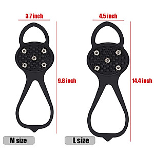 2 Pairs Ice Cleats for Shoes and Boots Mountaineering Ice Snow Grips, Traction Cleats Grips Crampons Spikes 10 Point Cleats for Walking on Ice and Snow, Jogging, Hiking (L-Size)