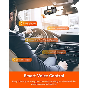 [ Bundle-5 Items: Vantrue N4 Pro 4K 3CH +CPL + Vantrue 256GB SD Card + Hardwire Kit+ Remote Control ] True 4K Wi-Fi 3-Channel Dashcam, STARVIS 2 IMX678 Night Vision, HDR, Voice Control, GPS Cam for Ub