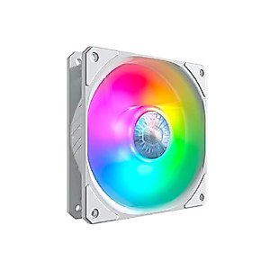 Cooler Master SickleFlow 120 ARGB Fan (White Edition) - 120mm Square Frame Fan, Air Balance Curve Blade Design, PWM Control for Computer Case & Liquid Radiator (SickleFlow 120 ARGB, White)