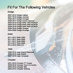 Front Windshield Washer Nozzles Kit for Dodge, Jeep, Ram - Replaces OEM # 4805742AB, 5116079AA Wiper Spray Washer Jet with 118 Inch Long Fluid Hose and 6 Connectors