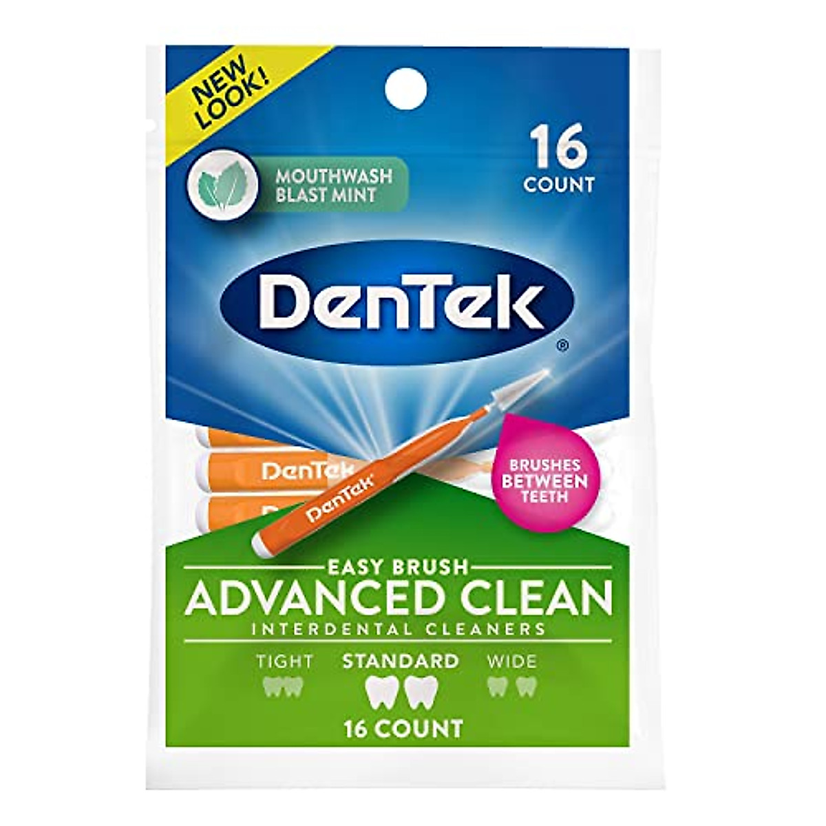 DenTek Easy Brush Interdental Cleaners, Mint, 16 Count | 10 Pack
