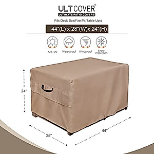 ULTCOVER Patio Deck Box Storage Bench Cover - Waterproof Outdoor Rectangular Fire Pit Table Covers 44 x 28 inch