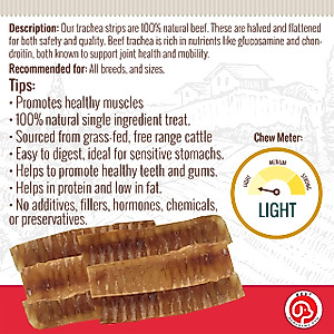 Best Dog Chews Trachea Flats for Dogs - 6 inch - 100% All Natural Beef Dog Treats - Rich in Glucosamine and Chondroitin for Joint Health - Single Ingredient No Rawhide for All Breed Sizes (12 Count)