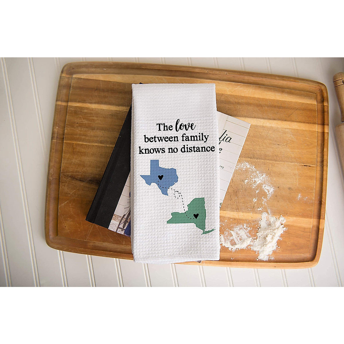 CANARY ROAD Long Distance State Waffle Weave Dish Towel | Personalized Kitchen Towel | Going Away Gift | Personalized Dish Towel | Grandparent Gift