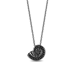 Jewelili Enchanted Disney Fine Jewelry Sterling Silver with Black Rhodium 1/6 CTTW Ursula Pendant