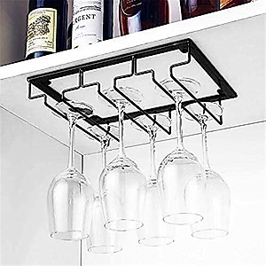 Wine Glass Shelf, Upside-down Home Goblet Iron Art Shelf, Wine Glass Hanging Storage Rack(Black)