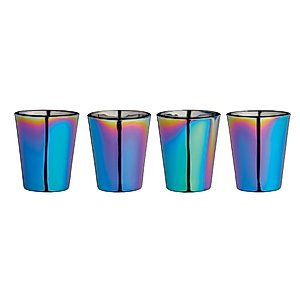 BarCraft BCSGRBOW4PC Metallic Rainbow Iridescent Shot Glasses, 50 ml (2 fl oz), Set of 4, 5 x 5 x 6 cm