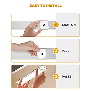 ASOKO Under Cabinet Lights Motion Sensor USB-C Rechargeable LED Closet Lights Battery Operated Wireless Magnetic Light Strip for Kitchen(White,3Pack)