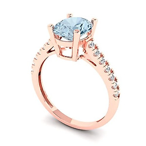 Clara Pucci 2.65ct Oval Cut Solitaire W/Accent Natural Swiss Blue Topaz VVS1 Wedding Anniversary Bridal Ring 18k Rose Gold 3.5