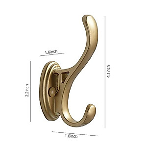 JYL HOME Wall Mounted Coat Hooks for Hanging Towel Rack Hat Rack Clothes Organization Vintage Hooks Gold, 5 Pack