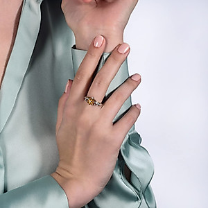 Jewelili Enchanted Disney Fine Jewelry Sterling Silver and 10K Yellow Gold 1/8 Cttw Natural White Round Diamond Tiana Engagement Ring (8)