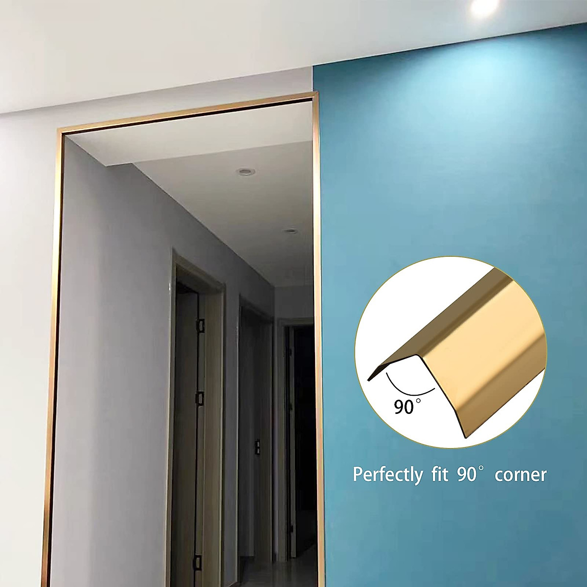 Trimold L Molding Stainless Steel Corner Guards with 90° Angle for Wall Cabinet Baseboard Protection and Decoration, 0.98ft x 0.59in (20pcs)