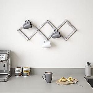 Ballucci Expandable Coat Rack Wall Mount, Adjustable Accordion Style 10 Peg Hanger - Brushed White