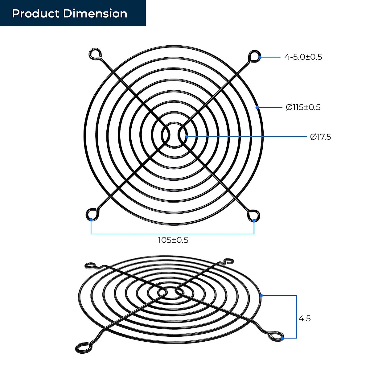 120mm Black Finger Grills (4 Pack)