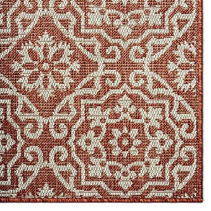 Nicole Miller New York Patio Country Danica Transitional Geometric Indoor/Outdoor Area Rug, Terracotta/Ivory , 7'9"x10'2"