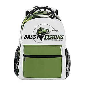 Largemouth Bass Fishing Backpack for Boys Men Travel Laptop Backpack Daypack Bag 16 Inch