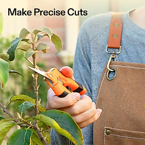VIVOSUN 6.5 Inch Gardening Scissors Hand Pruner Pruning Shear with Straight Stainless Steel Blades Orange 1-Pack