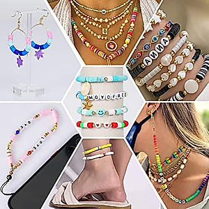 Moyofree 28 Colors Clay Beads for Bracelet Making, 6380 Pcs Flat Round Polymer Heishi Clay Beads DIY Jewelry Marking Kit for Bracelet Necklace Charm kit and Elastic Strings