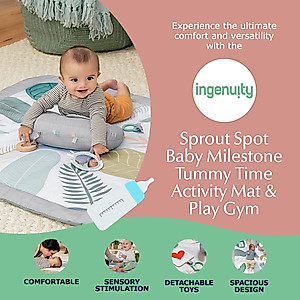 Ingenuity Sprout Spot Baby Milestone Tummy Time Activity Mat and Play Gym Unisex Ages 0+ Months 40 x 40 Inches