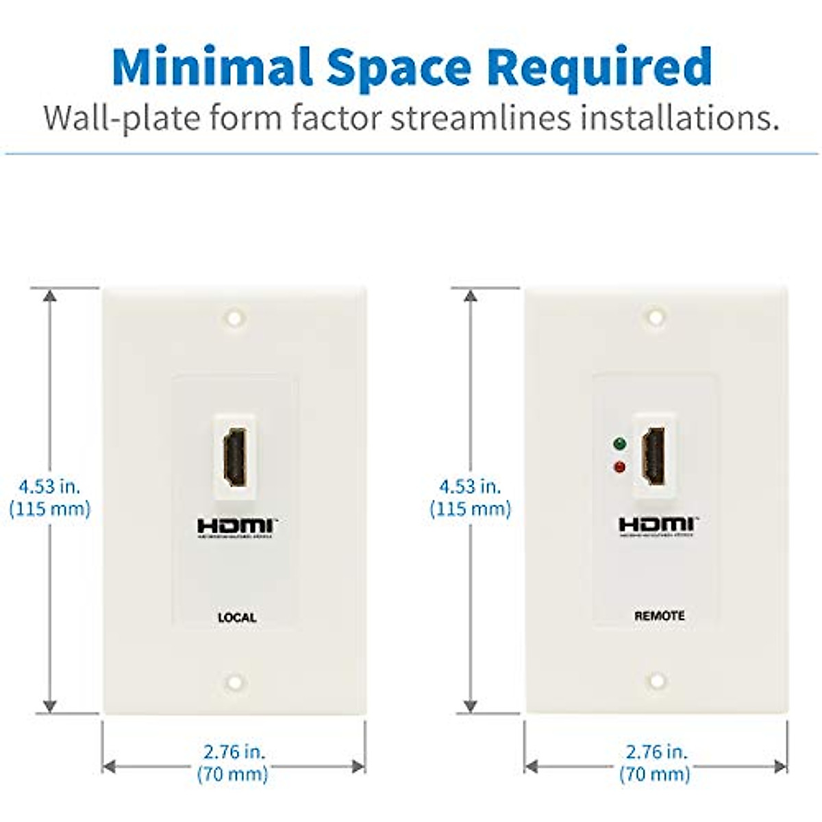 Tripp Lite HDMI over Dual Cat5/Cat6 Extender Wall Plate Kit with Transmitter and Receiver, TAA, 3 Year Warranty (P167-000),Multicolor