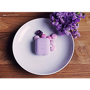 elago Silicone Case with Keychain Compatible with Apple AirPods Case 1 & 2, Front LED Visible, Supports Wireless Charging, Protective Silicone [Lavender]