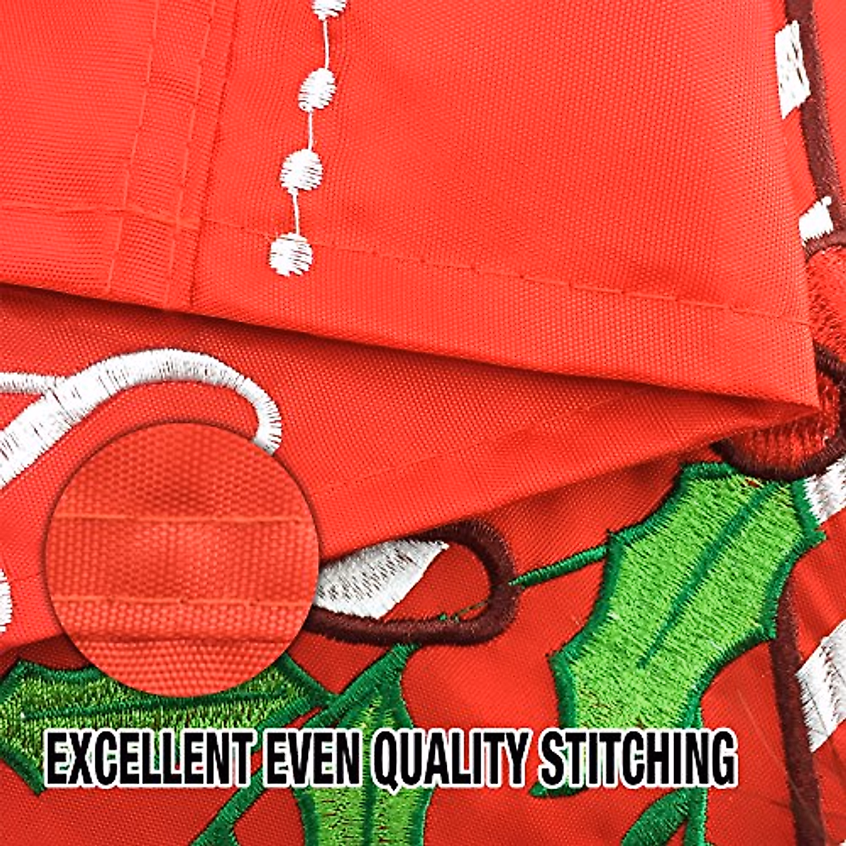 LAYOER Home Garden Flag 12 x 18 Inch Decorative Applique Embroidered Merry Christmas Candy Cane