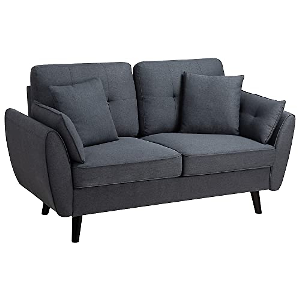 JAMFLY 63" Modern Loveseat Sofa Couch,Mid Century Couches for Living Room, Upholstered 2-Seat Love Seats with Pillow, Comfortable Small Space Sofa for Bedroom, Apartment
